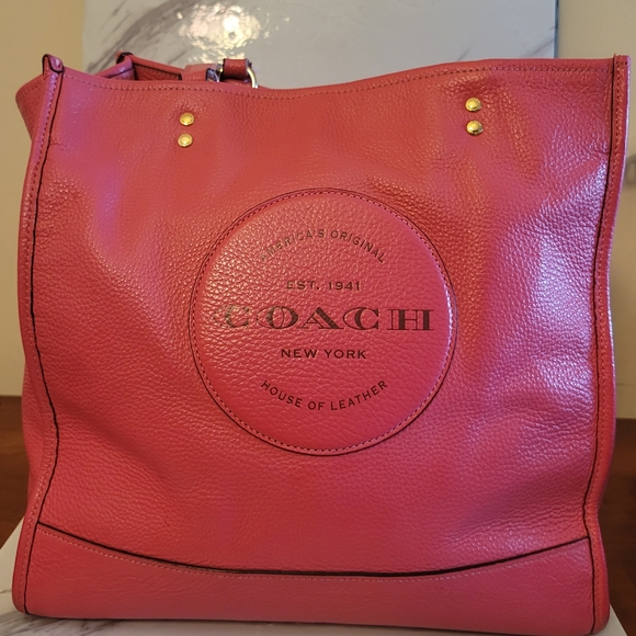 Coach | Bags | Coach Pink Leather Tote Bag | Poshmark